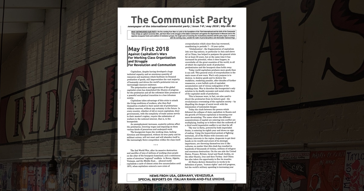 The Communist Party: Newspaper of the International Communist Party